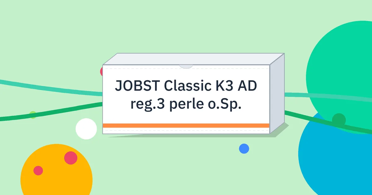 Symbolbild: Packung mit der Aufschrift JOBST Classic K3 AD reg.3 perle o.Sp. (PZN 13071378) – Verfügbarkeit und Bezug in Apotheken in Frankfurt am Main