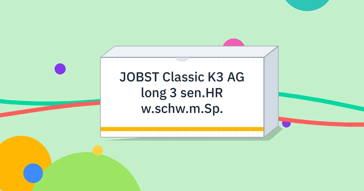 Symbolbild: Packung mit der Aufschrift JOBST Classic K3 AG long 3 sen.HR w.schw.m.Sp. (PZN 17958670) – Verfügbarkeit und Bezug in Apotheken in Frankfurt am Main