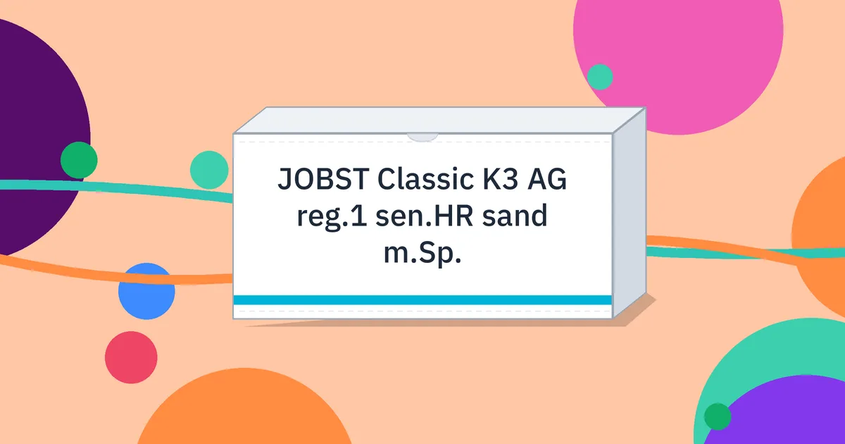 Symbolbild: Packung mit der Aufschrift JOBST Classic K3 AG reg.1 sen.HR sand m.Sp. (PZN 17957280) – Verfügbarkeit und Bezug in Apotheken in Frankfurt am Main
