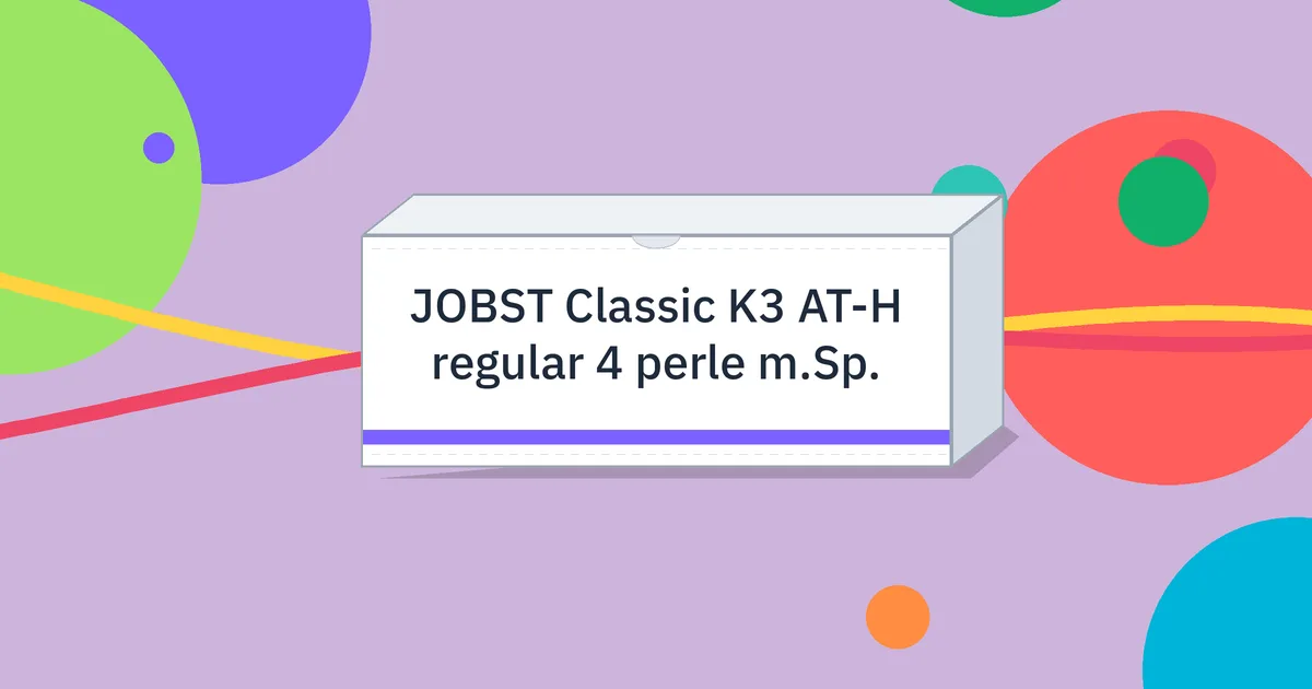Symbolbild: Packung mit der Aufschrift JOBST Classic K3 AT-H regular 4 perle m.Sp. (PZN 13077553) – Verfügbarkeit und Bezug in Apotheken in Frankfurt am Main