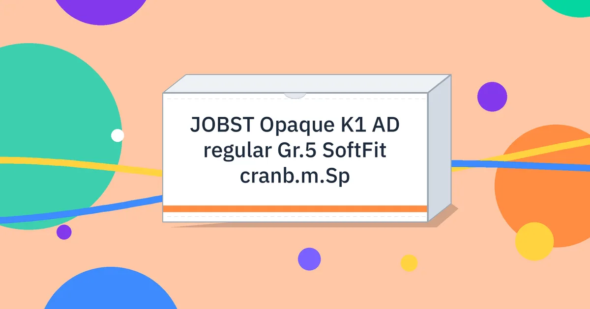 Symbolbild: Packung mit der Aufschrift JOBST Opaque K1 AD regular Gr.5 SoftFit cranb.m.Sp (PZN 13081796) – Verfügbarkeit und Bezug in Apotheken in Frankfurt am Main