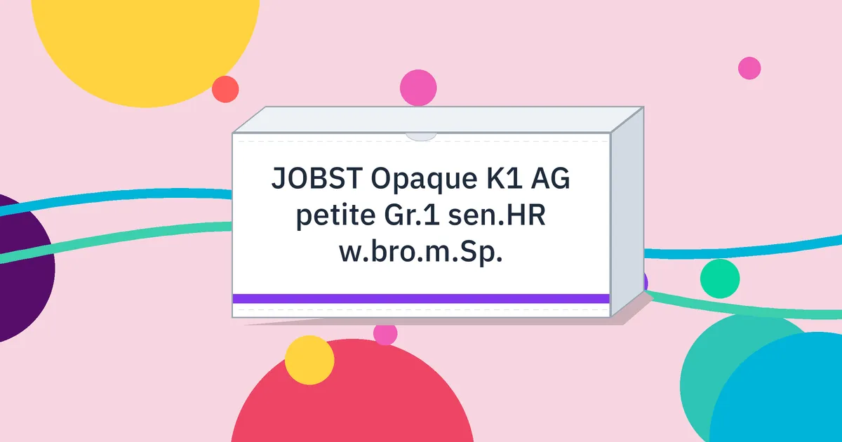 Symbolbild: Packung mit der Aufschrift JOBST Opaque K1 AG petite Gr.1 sen.HR w.bro.m.Sp. (PZN 13085848) – Verfügbarkeit und Bezug in Apotheken in Frankfurt am Main