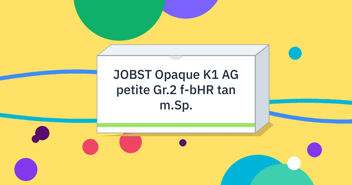 Symbolbild: Packung mit der Aufschrift JOBST Opaque K1 AG petite Gr.2 f-bHR tan m.Sp. (PZN 16269595) – Verfügbarkeit und Bezug in Apotheken in Frankfurt am Main