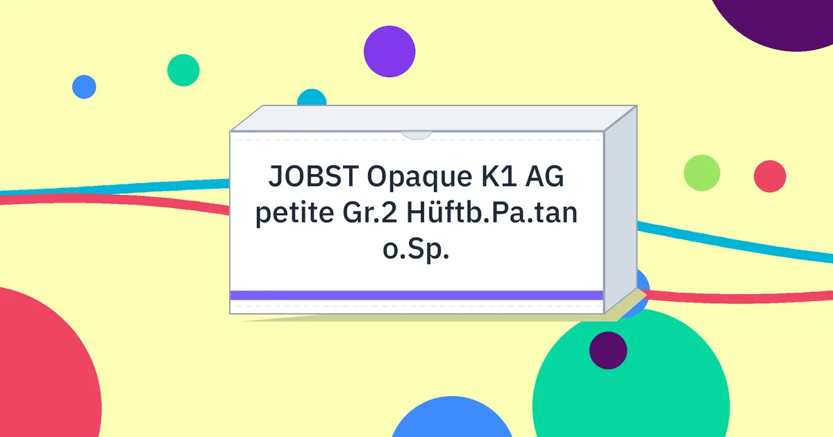 Symbolbild: Packung mit der Aufschrift JOBST Opaque K1 AG petite Gr.2 Hüftb.Pa.tan o.Sp. (PZN 16273645) – Verfügbarkeit und Bezug in Apotheken in Frankfurt am Main