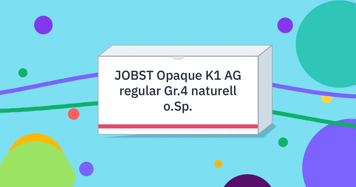 Symbolbild: Packung mit der Aufschrift JOBST Opaque K1 AG regular Gr.4 naturell o.Sp. (PZN 13095806) – Verfügbarkeit und Bezug in Apotheken in Frankfurt am Main