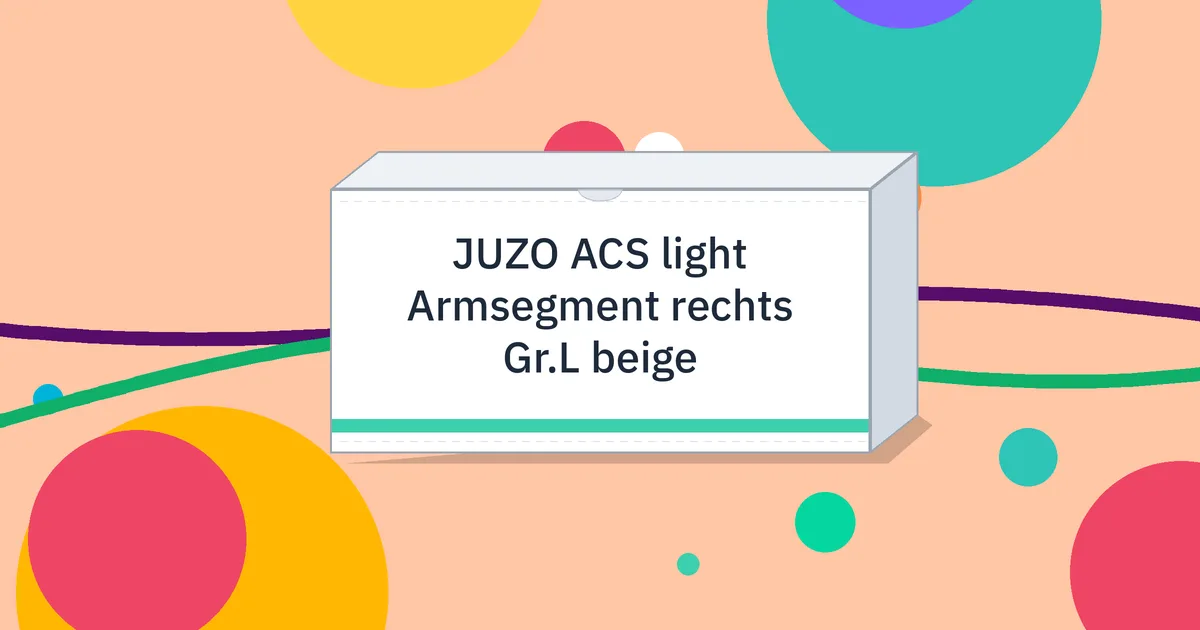 Symbolbild: Packung mit der Aufschrift JUZO ACS light Armsegment rechts Gr.L beige (PZN 13885299) – Verfügbarkeit und Bezug in Apotheken in Frankfurt am Main