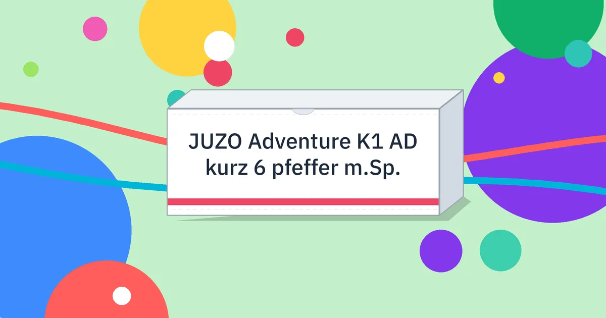 Symbolbild: Packung mit der Aufschrift JUZO Adventure K1 AD kurz 6 pfeffer m.Sp. (PZN 14972712) – Verfügbarkeit und Bezug in Apotheken in Frankfurt am Main