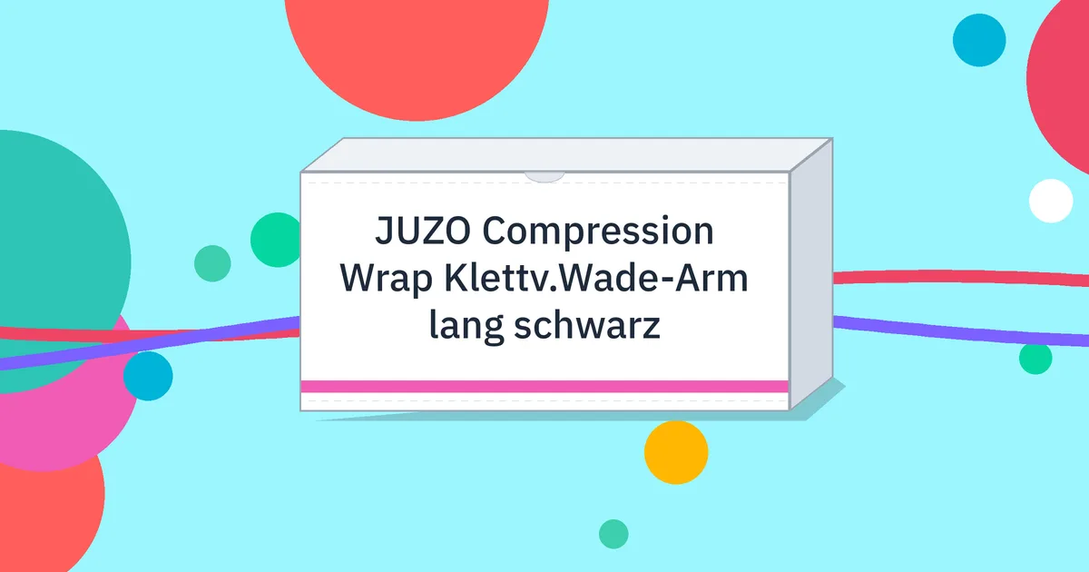 Symbolbild: Packung mit der Aufschrift JUZO Compression Wrap Klettv.Wade-Arm lang schwarz (PZN 16143859) – Verfügbarkeit und Bezug in Apotheken in Frankfurt am Main