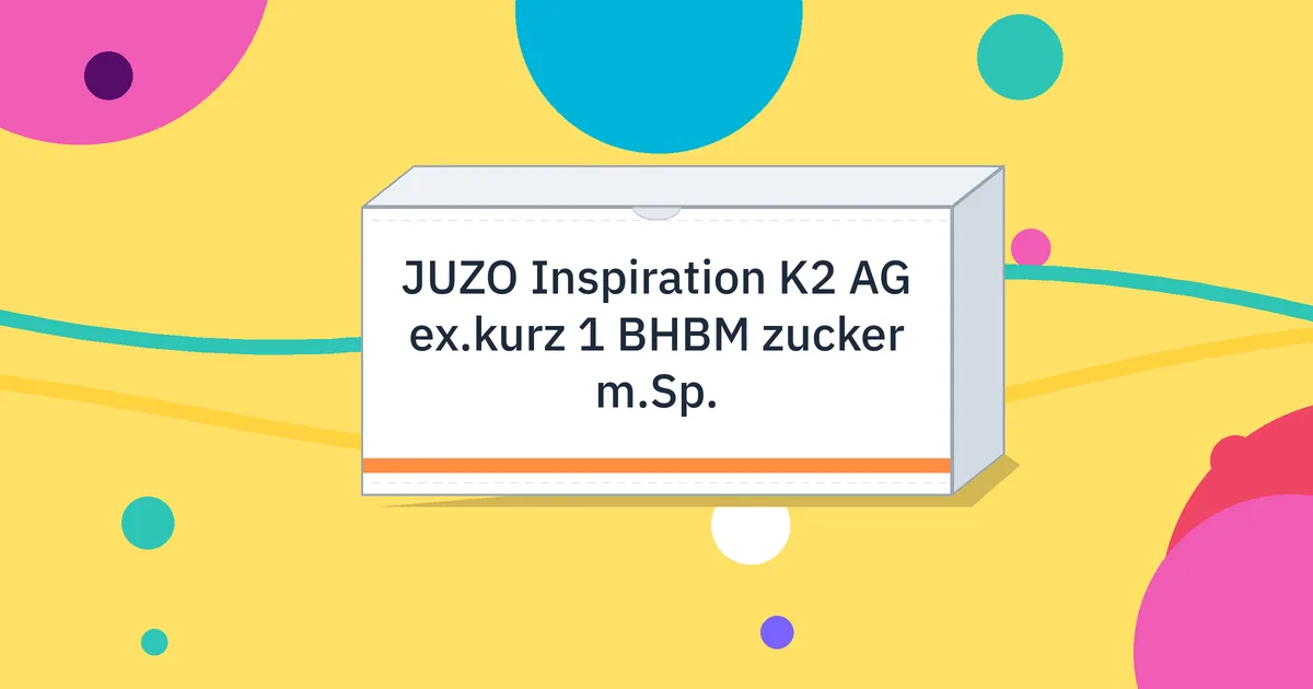 Symbolbild: Packung mit der Aufschrift JUZO Inspiration K2 AG ex.kurz 1 BHBM zucker m.Sp. (PZN 14875788) – Verfügbarkeit und Bezug in Apotheken in Frankfurt am Main