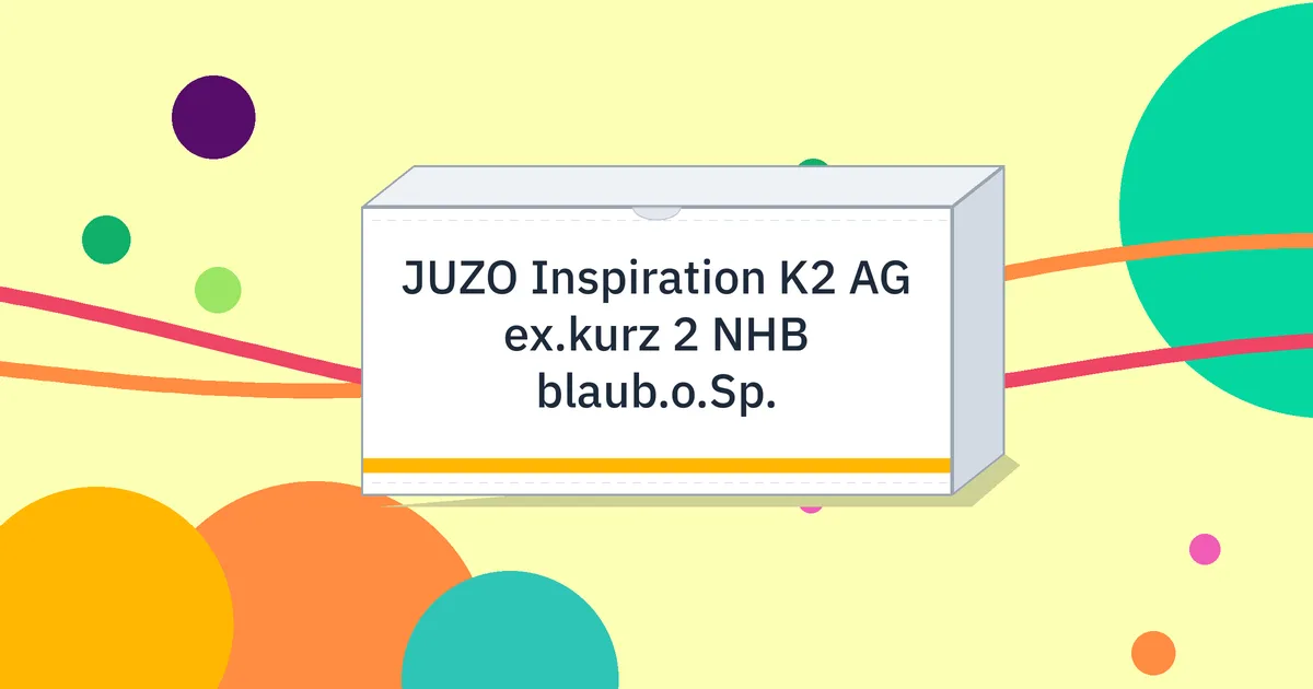 Symbolbild: Packung mit der Aufschrift JUZO Inspiration K2 AG ex.kurz 2 NHB blaub.o.Sp. (PZN 14951118) – Verfügbarkeit und Bezug in Apotheken in Frankfurt am Main