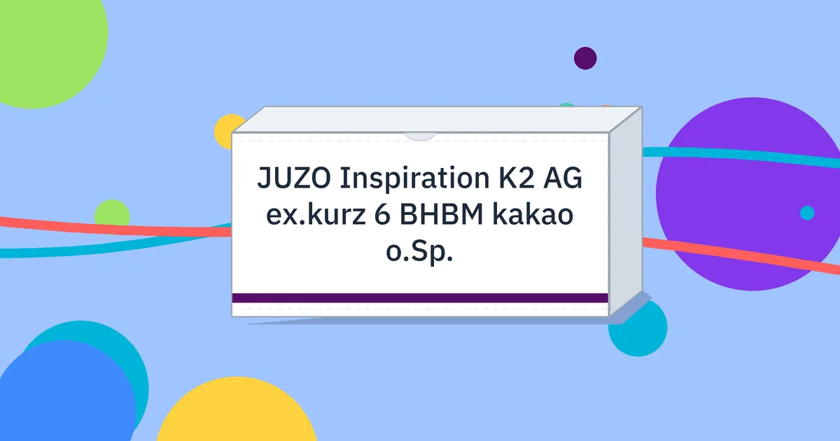 Symbolbild: Packung mit der Aufschrift JUZO Inspiration K2 AG ex.kurz 6 BHBM kakao o.Sp. (PZN 14878396) – Verfügbarkeit und Bezug in Apotheken in Frankfurt am Main