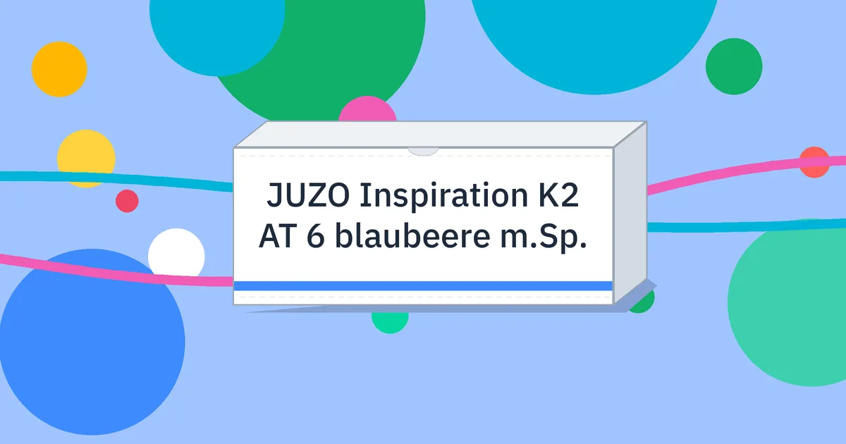 Symbolbild: Packung mit der Aufschrift JUZO Inspiration K2 AT 6 blaubeere m.Sp. (PZN 14927137) – Verfügbarkeit und Bezug in Apotheken in Frankfurt am Main