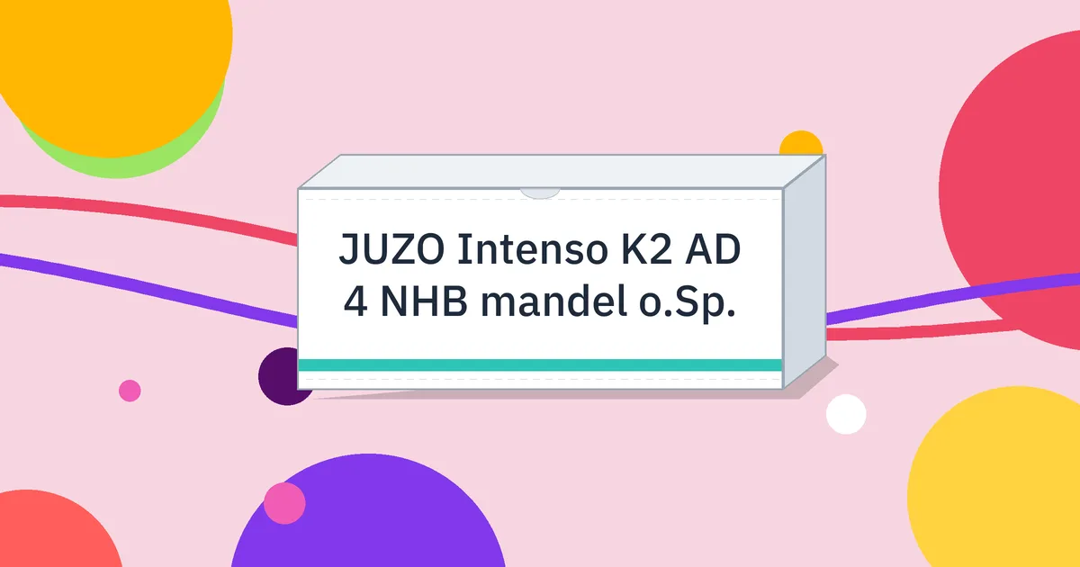 Symbolbild: Packung mit der Aufschrift JUZO Intenso K2 AD 4 NHB mandel o.Sp. (PZN 18620499) – Verfügbarkeit und Bezug in Apotheken in Frankfurt am Main