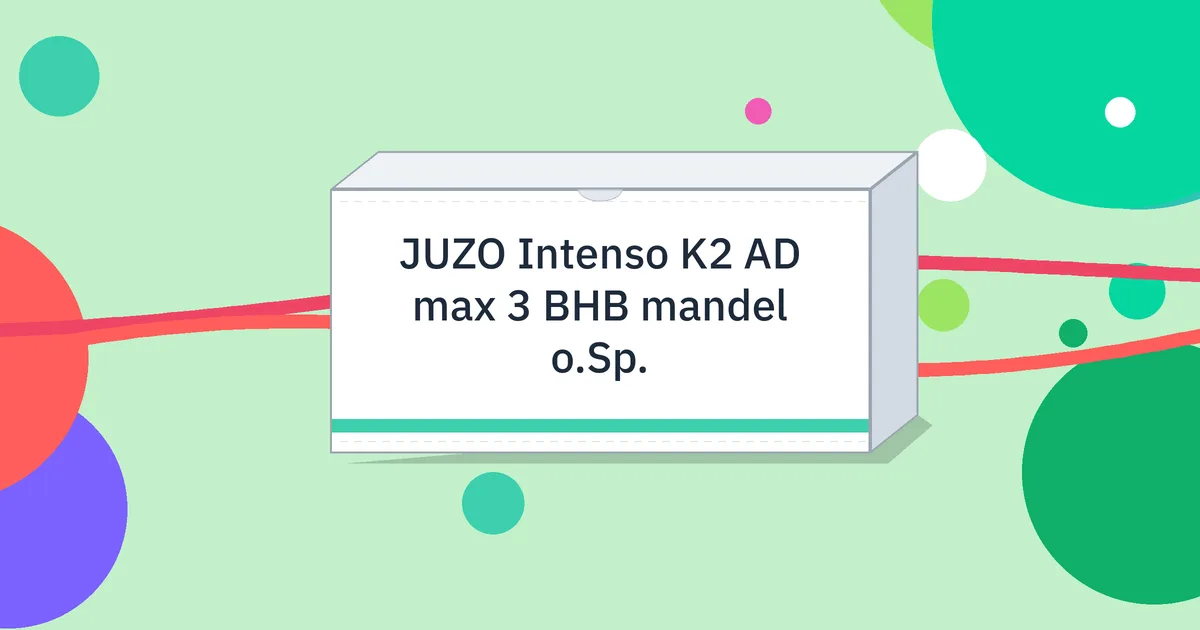 Symbolbild: Packung mit der Aufschrift JUZO Intenso K2 AD max 3 BHB mandel o.Sp. (PZN 18626935) – Verfügbarkeit und Bezug in Apotheken in Frankfurt am Main