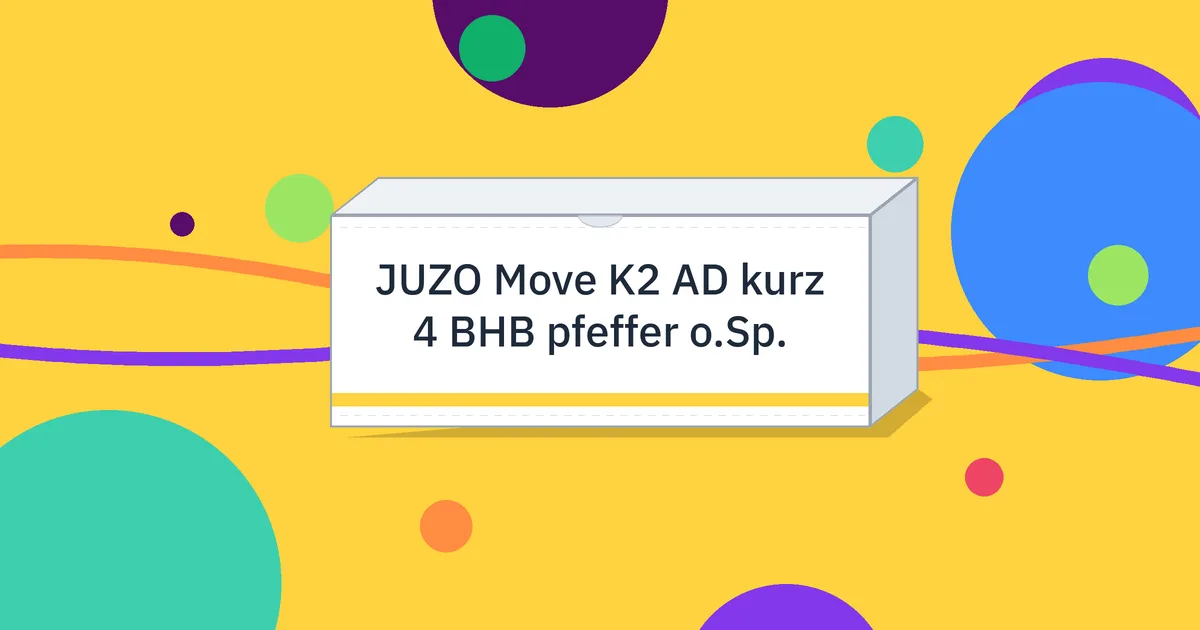 Symbolbild: Packung mit der Aufschrift JUZO Move K2 AD kurz 4 BHB pfeffer o.Sp. (PZN 16341789) – Verfügbarkeit und Bezug in Apotheken in Frankfurt am Main