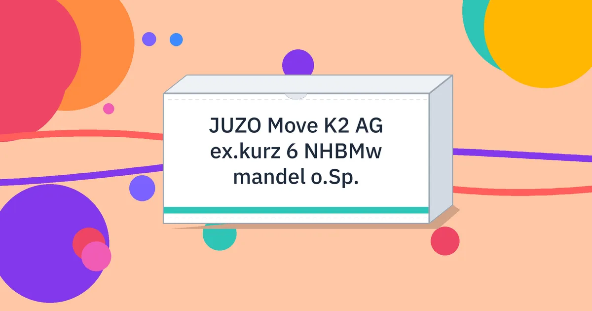 Symbolbild: Packung mit der Aufschrift JUZO Move K2 AG ex.kurz 6 NHBMw mandel o.Sp. (PZN 16644863) – Verfügbarkeit und Bezug in Apotheken in Frankfurt am Main