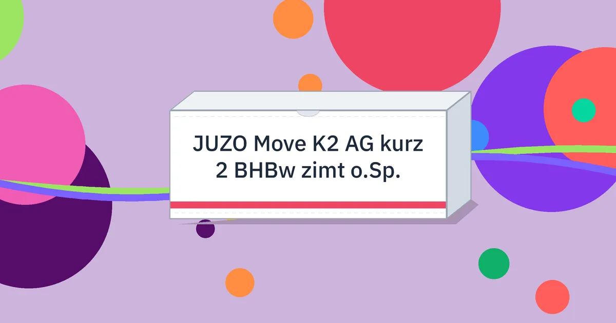 Symbolbild: Packung mit der Aufschrift JUZO Move K2 AG kurz 2 BHBw zimt o.Sp. (PZN 18530313) – Verfügbarkeit und Bezug in Apotheken in Frankfurt am Main