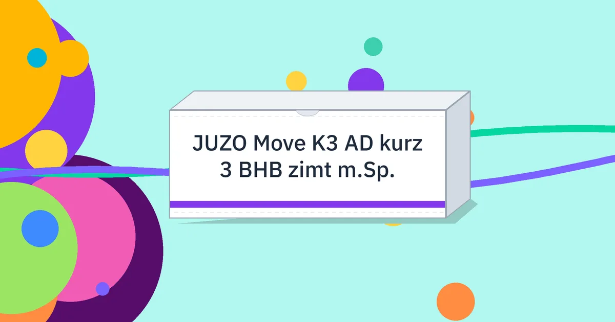Symbolbild: Packung mit der Aufschrift JUZO Move K3 AD kurz 3 BHB zimt m.Sp. (PZN 18568379) – Verfügbarkeit und Bezug in Apotheken in Frankfurt am Main