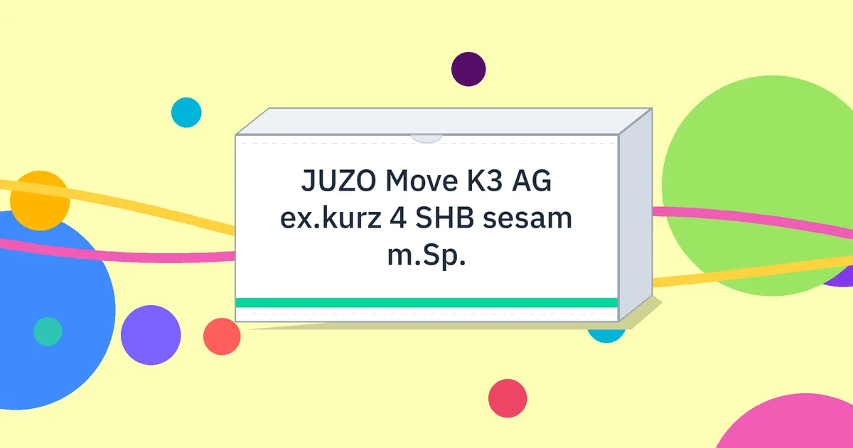 Symbolbild: Packung mit der Aufschrift JUZO Move K3 AG ex.kurz 4 SHB sesam m.Sp. (PZN 18583396) – Verfügbarkeit und Bezug in Apotheken in Frankfurt am Main