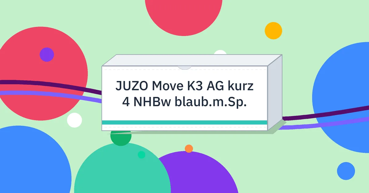 Symbolbild: Packung mit der Aufschrift JUZO Move K3 AG kurz 4 NHBw blaub.m.Sp. (PZN 18590315) – Verfügbarkeit und Bezug in Apotheken in Frankfurt am Main