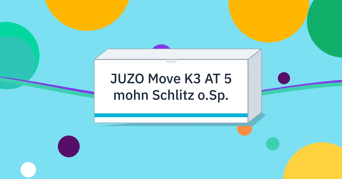Symbolbild: Packung mit der Aufschrift JUZO Move K3 AT 5 mohn Schlitz o.Sp. (PZN 20679755) – Verfügbarkeit und Bezug in Apotheken in Frankfurt am Main