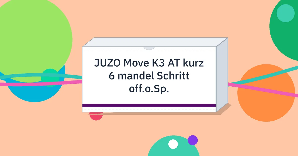 Symbolbild: Packung mit der Aufschrift JUZO Move K3 AT kurz 6 mandel Schritt off.o.Sp. (PZN 20685365) – Verfügbarkeit und Bezug in Apotheken in Frankfurt am Main