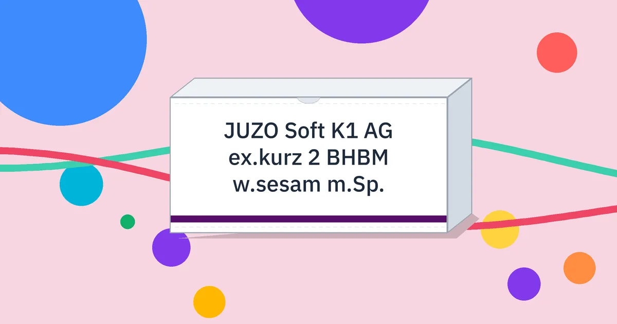 Symbolbild: Packung mit der Aufschrift JUZO Soft K1 AG ex.kurz 2 BHBM w.sesam m.Sp. (PZN 14864141) – Verfügbarkeit und Bezug in Apotheken in Frankfurt am Main