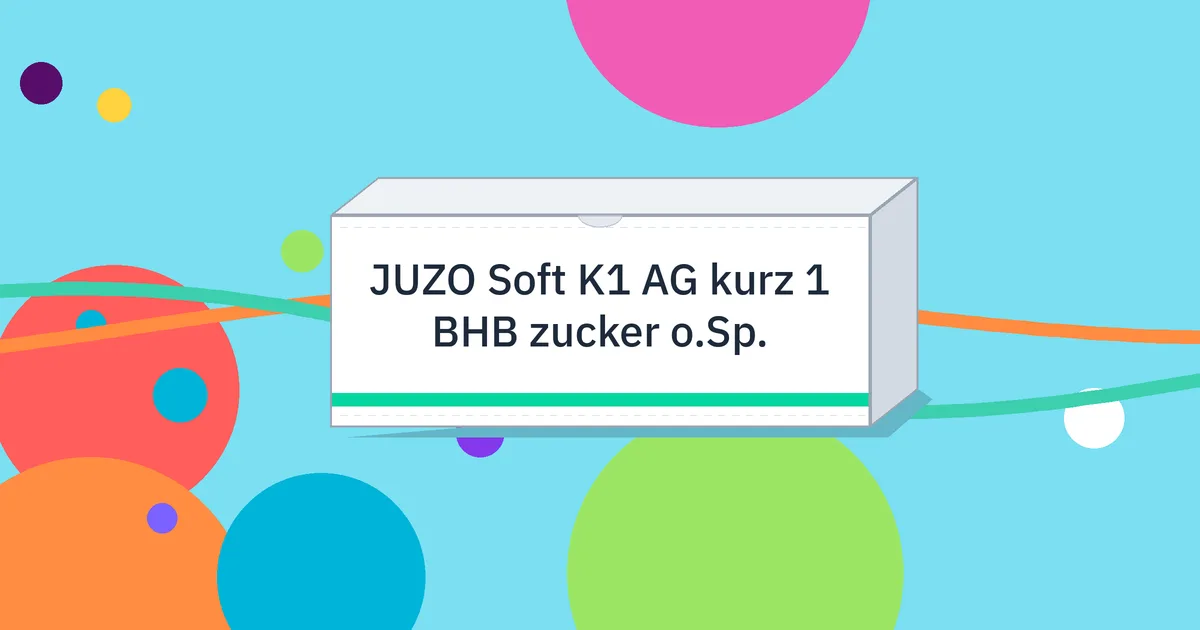 Symbolbild: Packung mit der Aufschrift JUZO Soft K1 AG kurz 1 BHB zucker o.Sp. (PZN 14822585) – Verfügbarkeit und Bezug in Apotheken in Frankfurt am Main