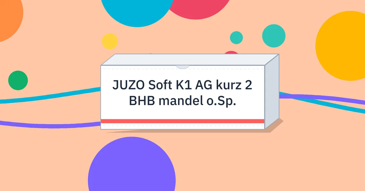 Symbolbild: Packung mit der Aufschrift JUZO Soft K1 AG kurz 2 BHB mandel o.Sp. (PZN 14823024) – Verfügbarkeit und Bezug in Apotheken in Frankfurt am Main