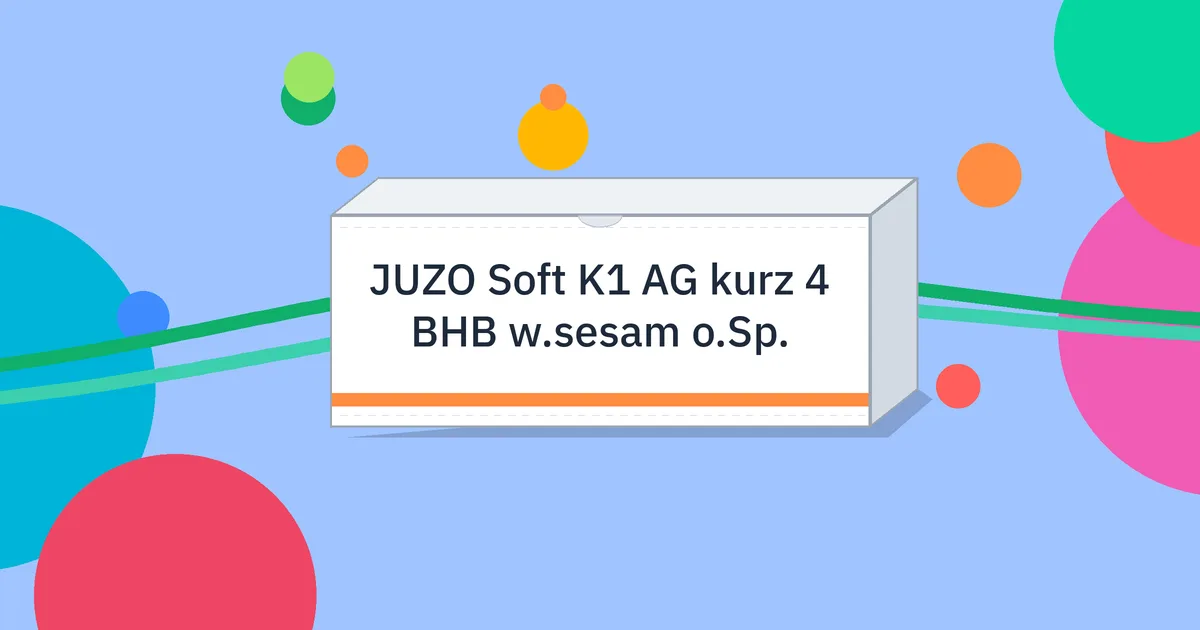 Symbolbild: Packung mit der Aufschrift JUZO Soft K1 AG kurz 4 BHB w.sesam o.Sp. (PZN 14838758) – Verfügbarkeit und Bezug in Apotheken in Frankfurt am Main