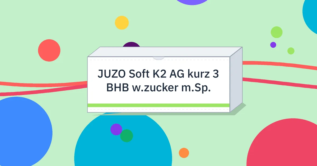 Symbolbild: Packung mit der Aufschrift JUZO Soft K2 AG kurz 3 BHB w.zucker m.Sp. (PZN 14841795) – Verfügbarkeit und Bezug in Apotheken in Frankfurt am Main
