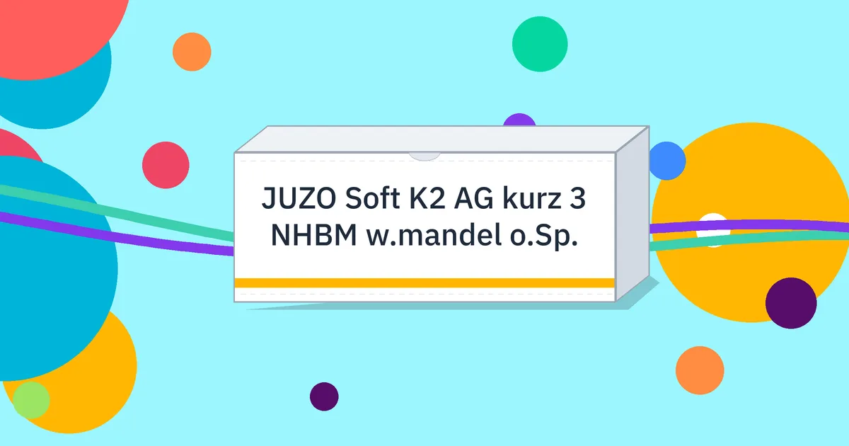 Symbolbild: Packung mit der Aufschrift JUZO Soft K2 AG kurz 3 NHBM w.mandel o.Sp. (PZN 15020089) – Verfügbarkeit und Bezug in Apotheken in Frankfurt am Main