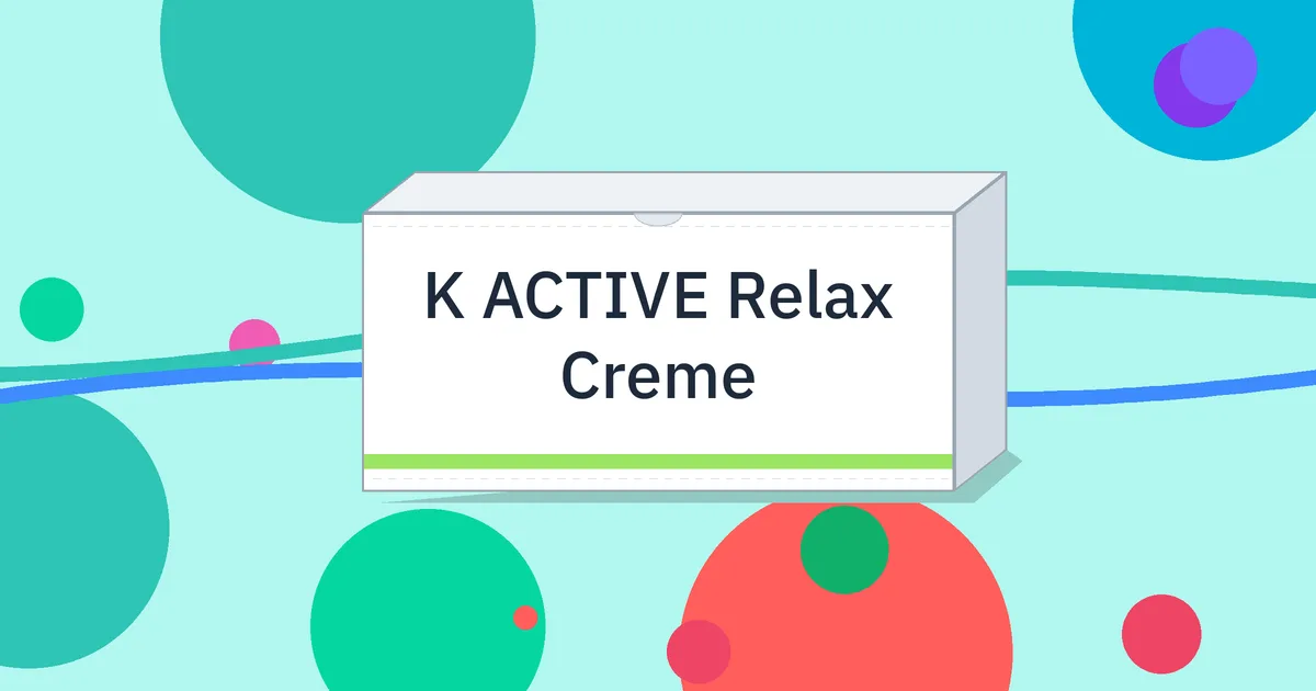 Symbolbild: Packung mit der Aufschrift K ACTIVE Relax Creme (PZN 10403360) – Verfügbarkeit und Bezug in Apotheken in Frankfurt am Main