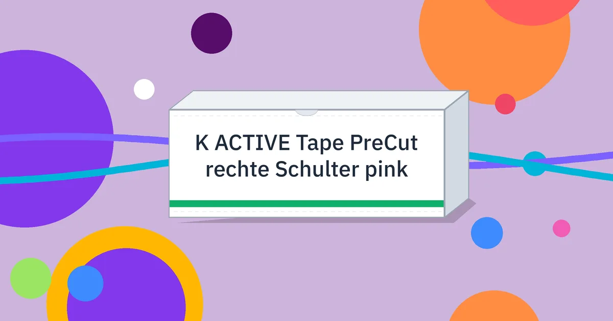 Symbolbild: Packung mit der Aufschrift K ACTIVE Tape PreCut rechte Schulter pink (PZN 06936694) – Verfügbarkeit und Bezug in Apotheken in Frankfurt am Main