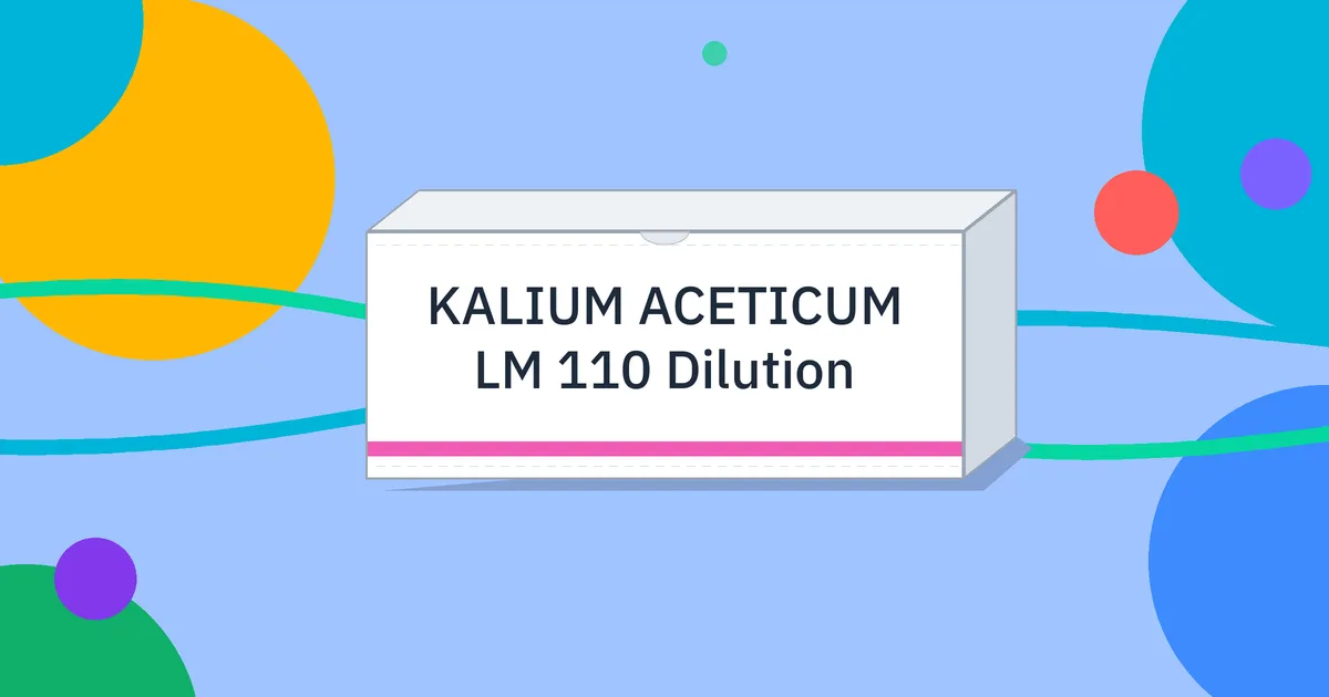Symbolbild: Packung mit der Aufschrift KALIUM ACETICUM LM 110 Dilution (PZN 12916885) – Verfügbarkeit und Bezug in Apotheken in Frankfurt am Main
