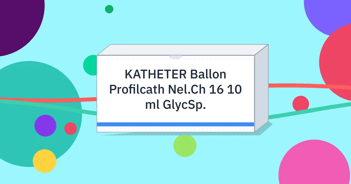 Symbolbild: Packung mit der Aufschrift KATHETER Ballon Profilcath Nel.Ch 16 10 ml GlycSp. (PZN 04903294) – Verfügbarkeit und Bezug in Apotheken in Frankfurt am Main