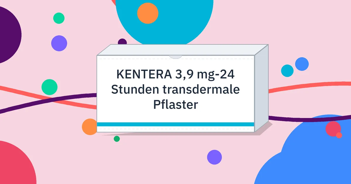 Symbolbild: Packung mit der Aufschrift KENTERA 3,9 mg-24 Stunden transdermale Pflaster (PZN 19441787) – Verfügbarkeit und Bezug in Apotheken in Frankfurt am Main