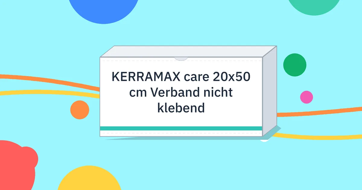 Symbolbild: Packung mit der Aufschrift KERRAMAX care 20x50 cm Verband nicht klebend (PZN 20176451) – Verfügbarkeit und Bezug in Apotheken in Frankfurt am Main