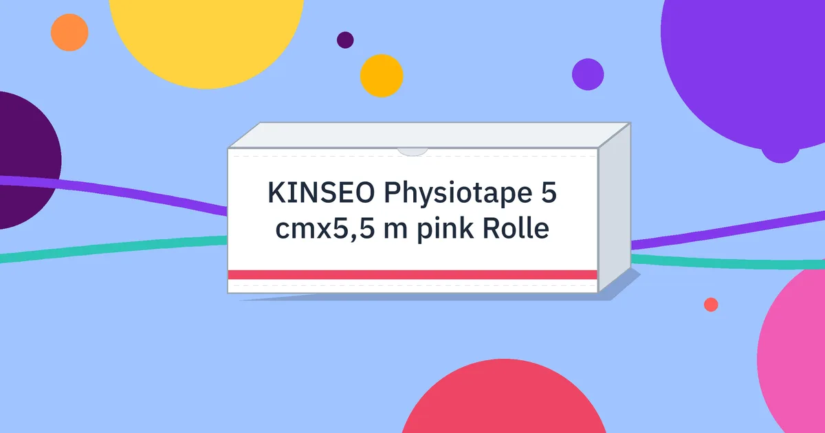 Symbolbild: Packung mit der Aufschrift KINSEO Physiotape 5 cmx5,5 m pink Rolle (PZN 04996166) – Verfügbarkeit und Bezug in Apotheken in Frankfurt am Main