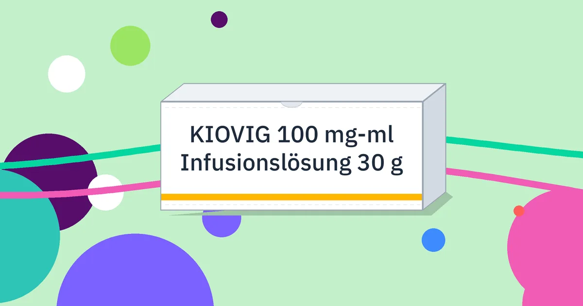 Symbolbild: Packung mit der Aufschrift KIOVIG 100 mg-ml Infusionslösung 30 g (PZN 13767157) – Verfügbarkeit und Bezug in Apotheken in Frankfurt am Main