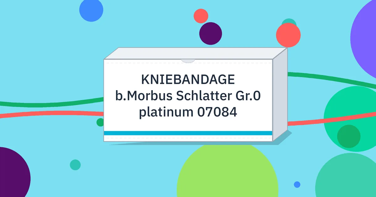 Symbolbild: Packung mit der Aufschrift KNIEBANDAGE b.Morbus Schlatter Gr.0 platinum 07084 (PZN 06826669) – Verfügbarkeit und Bezug in Apotheken in Frankfurt am Main