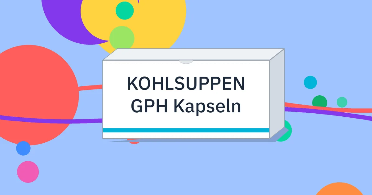 Symbolbild: Packung mit der Aufschrift KOHLSUPPEN GPH Kapseln (PZN 04699273) – Verfügbarkeit und Bezug in Apotheken in Frankfurt am Main