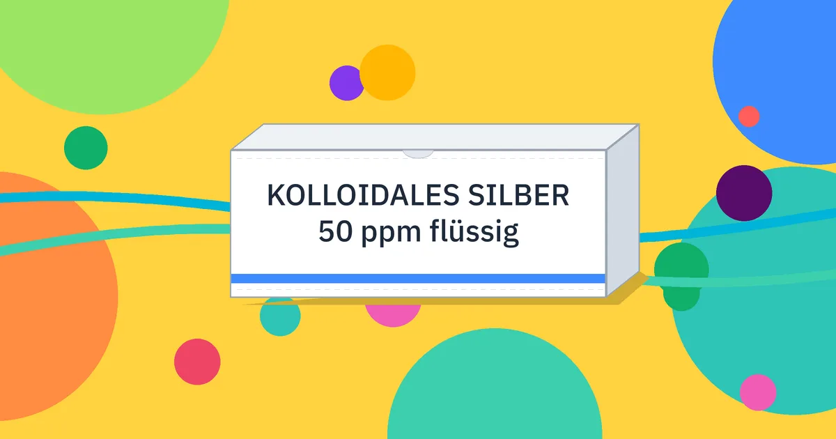 Symbolbild: Packung mit der Aufschrift KOLLOIDALES SILBER 50 ppm flüssig (PZN 19234203) – Verfügbarkeit und Bezug in Apotheken in Frankfurt am Main