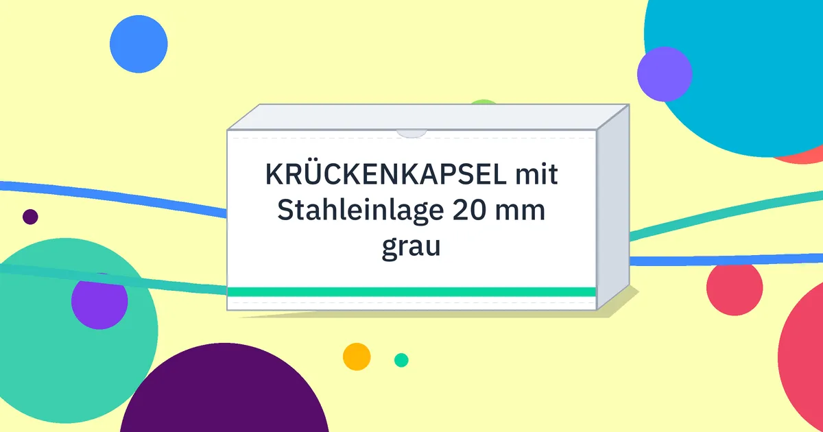 Symbolbild: Packung mit der Aufschrift KRÜCKENKAPSEL mit Stahleinlage 20 mm grau (PZN 10075039) – Verfügbarkeit und Bezug in Apotheken in Frankfurt am Main