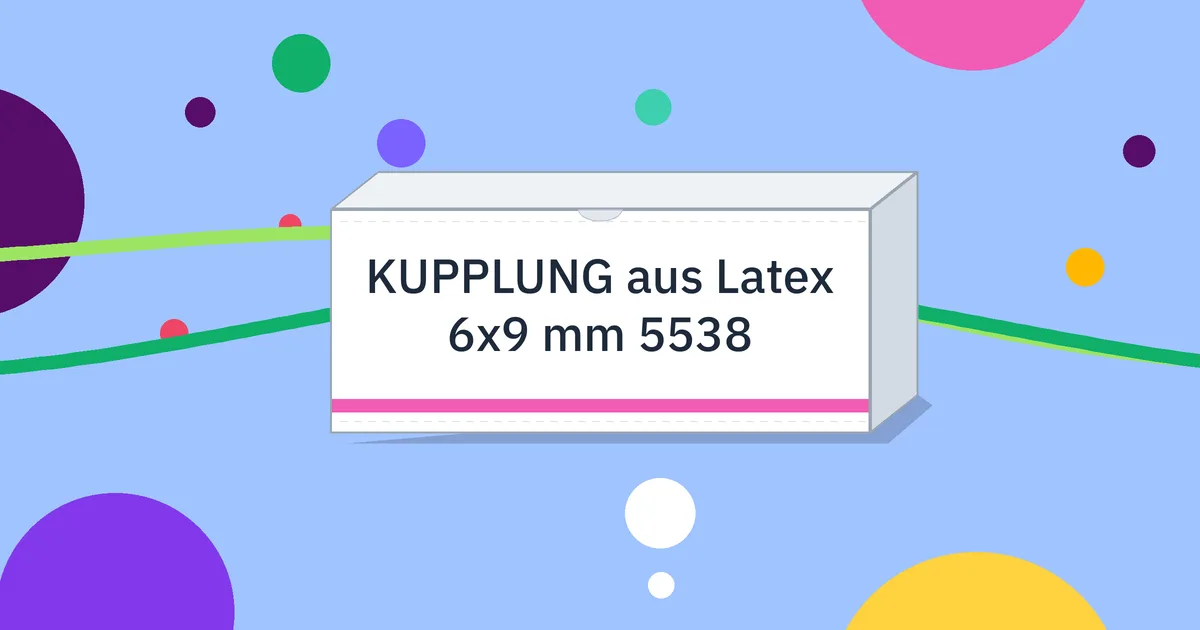 Symbolbild: Packung mit der Aufschrift KUPPLUNG aus Latex 6x9 mm 5538 (PZN 00967162) – Verfügbarkeit und Bezug in Apotheken in Frankfurt am Main
