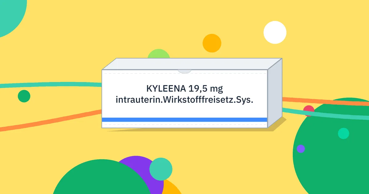 Symbolbild: Packung mit der Aufschrift KYLEENA 19,5 mg intrauterin.Wirkstofffreisetz.Sys. (PZN 18664781) – Verfügbarkeit und Bezug in Apotheken in Frankfurt am Main