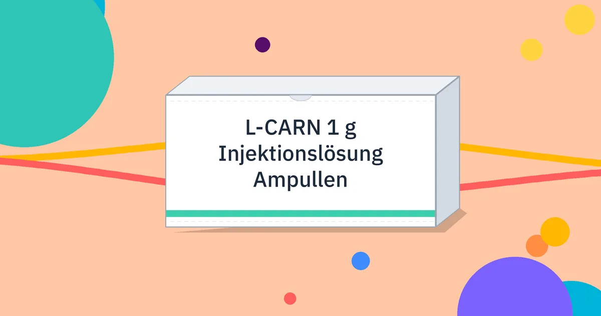 Symbolbild: Packung mit der Aufschrift L-CARN 1 g Injektionslösung Ampullen (PZN 09633333) – Verfügbarkeit und Bezug in Apotheken in Frankfurt am Main