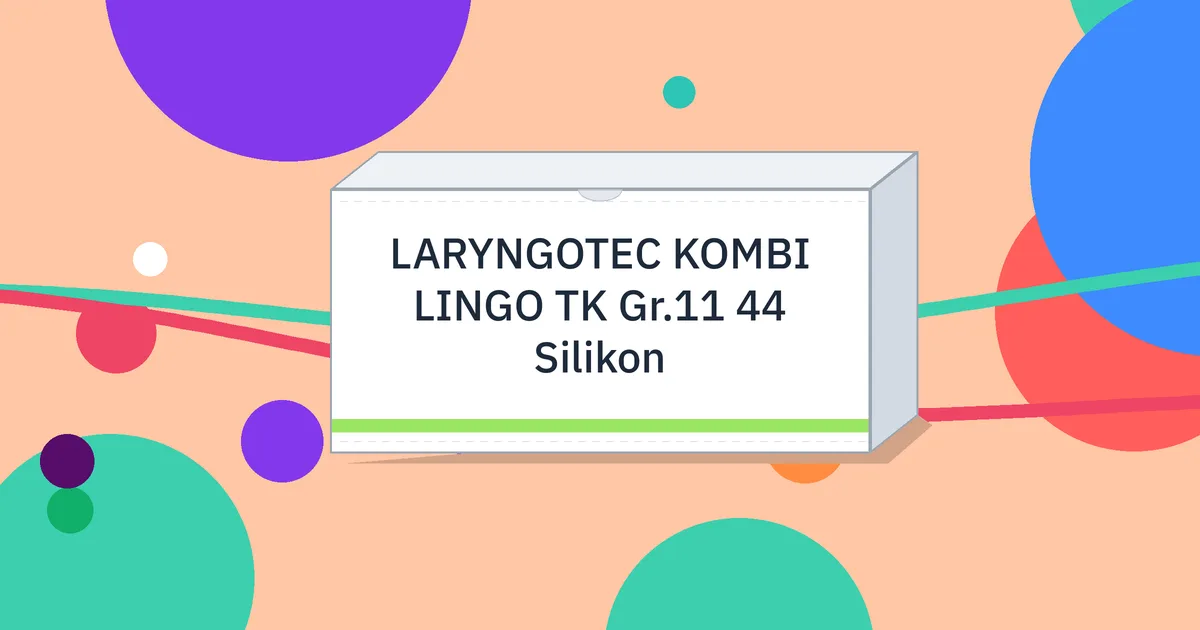 Symbolbild: Packung mit der Aufschrift LARYNGOTEC KOMBI LINGO TK Gr.11 44 Silikon (PZN 19186059) – Verfügbarkeit und Bezug in Apotheken in Frankfurt am Main