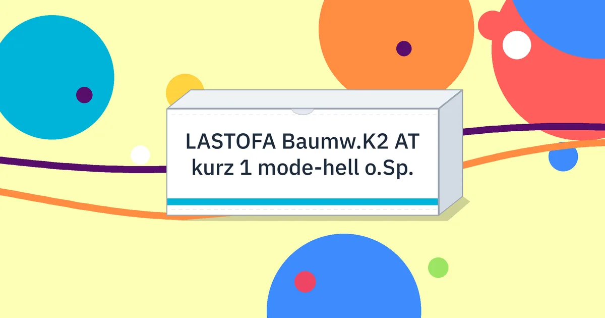 Symbolbild: Packung mit der Aufschrift LASTOFA Baumw.K2 AT kurz 1 mode-hell o.Sp. (PZN 01952010) – Verfügbarkeit und Bezug in Apotheken in Frankfurt am Main
