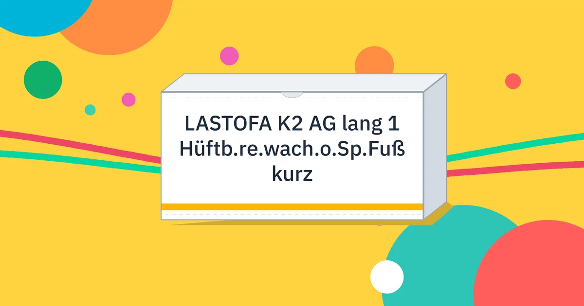 Symbolbild: Packung mit der Aufschrift LASTOFA K2 AG lang 1 Hüftb.re.wach.o.Sp.Fuß kurz (PZN 13810516) – Verfügbarkeit und Bezug in Apotheken in Frankfurt am Main
